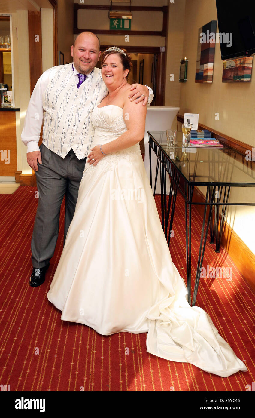 Swansea, Wales, UK. 8th August, 2014. Pictured: Bride Michelle Morgans ...