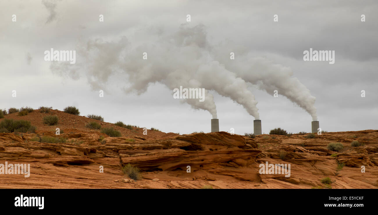 Smoke emerging from chimney stacks, Arizona, USA Stock Photo - Alamy