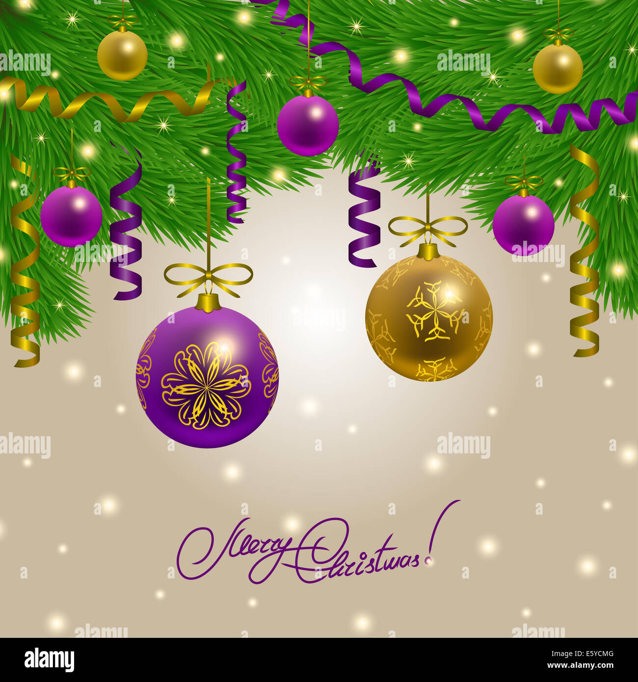 Background with baubles, christmas tree Stock Photo - Alamy