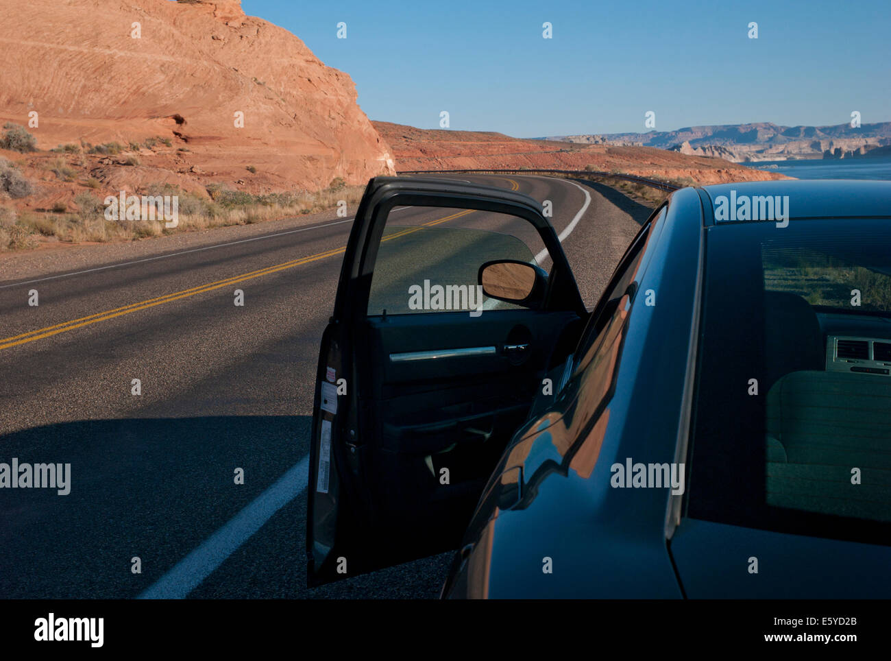 Car at the roadside, U.S. Route 89, Utah, USA Stock Photo - Alamy