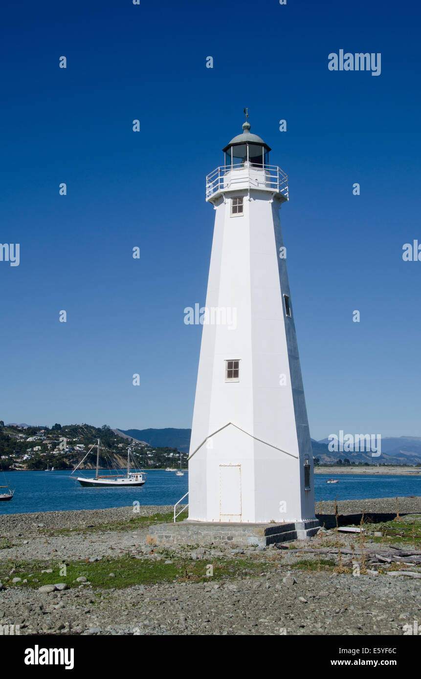 Lighthouse, Boulder Bank, Nelson, South Island, New Zealand Stock Photo ...