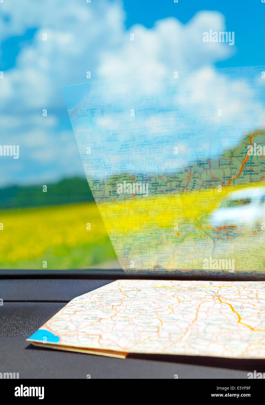Road map on automobile dashboard hi-res stock photography and images ...