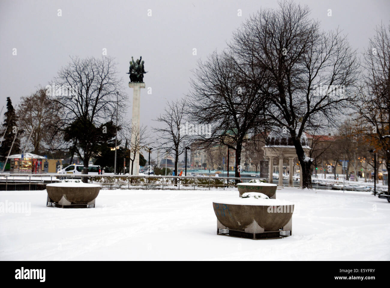 Snow in Rijeka in Winter Time,Croatia Stock Photo - Alamy