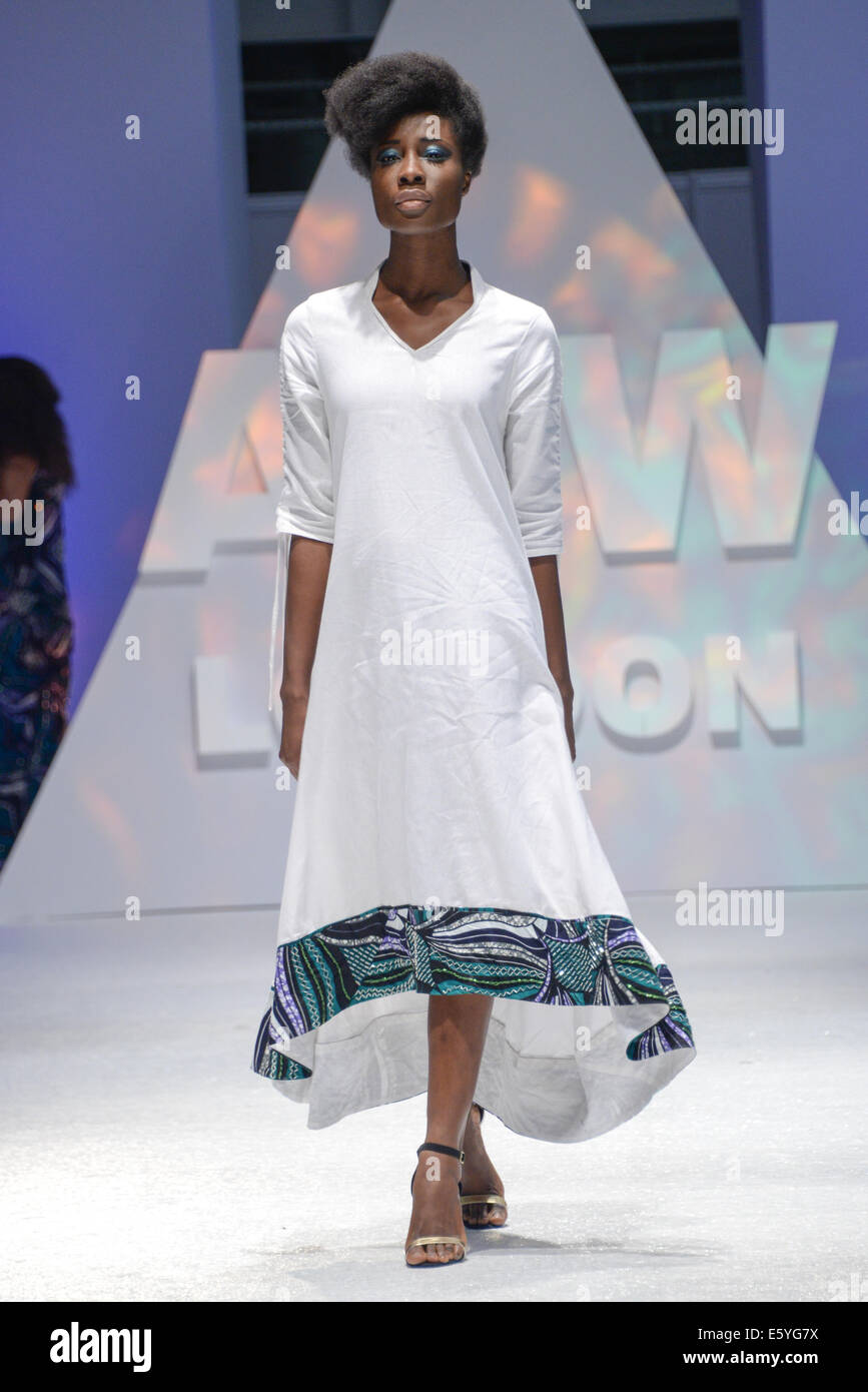 London, UK. 8th August, 2014. Model wearing Needle Point latest ...