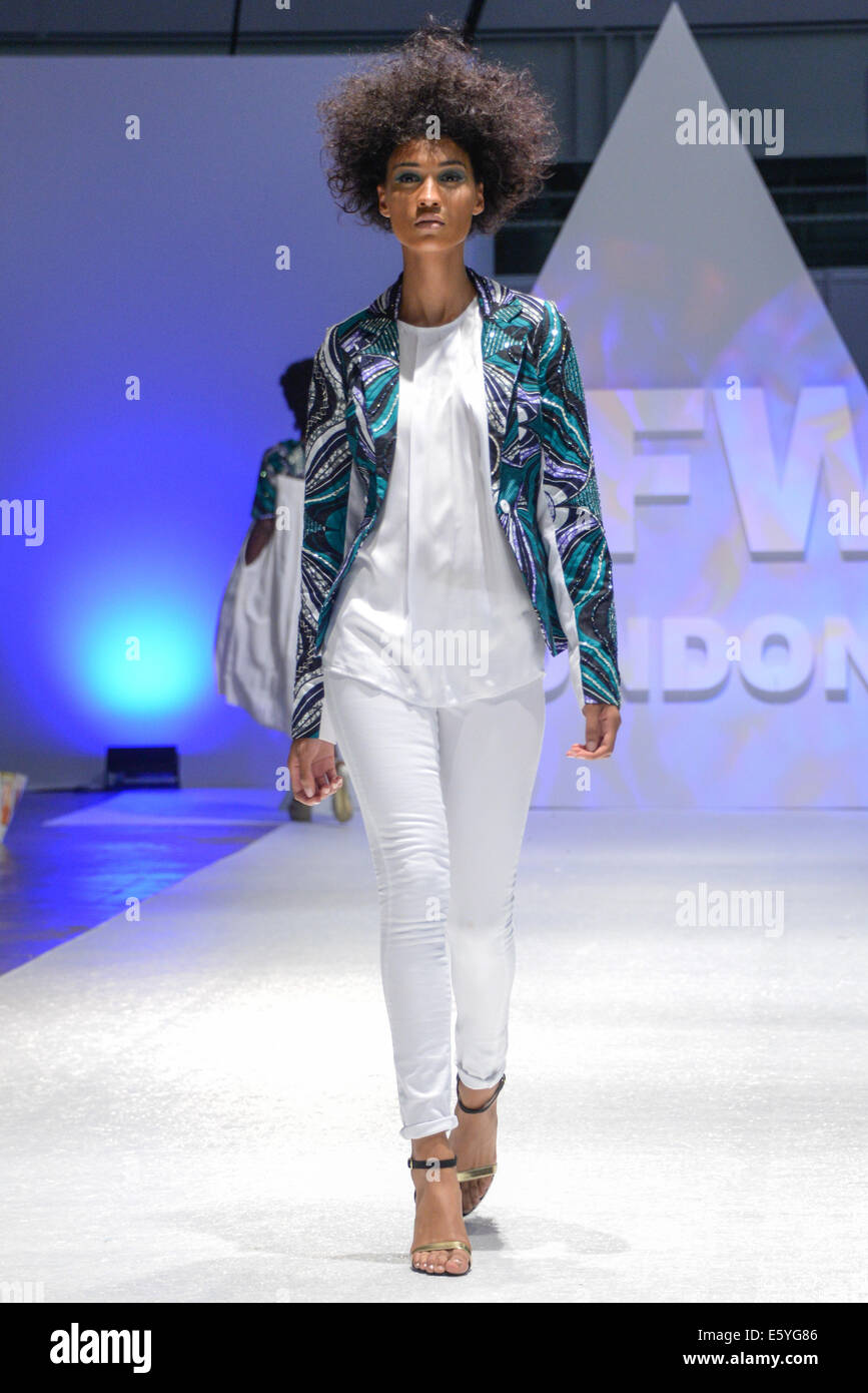 London, UK. 8th August, 2014. Model wearing Needle Point latest ...