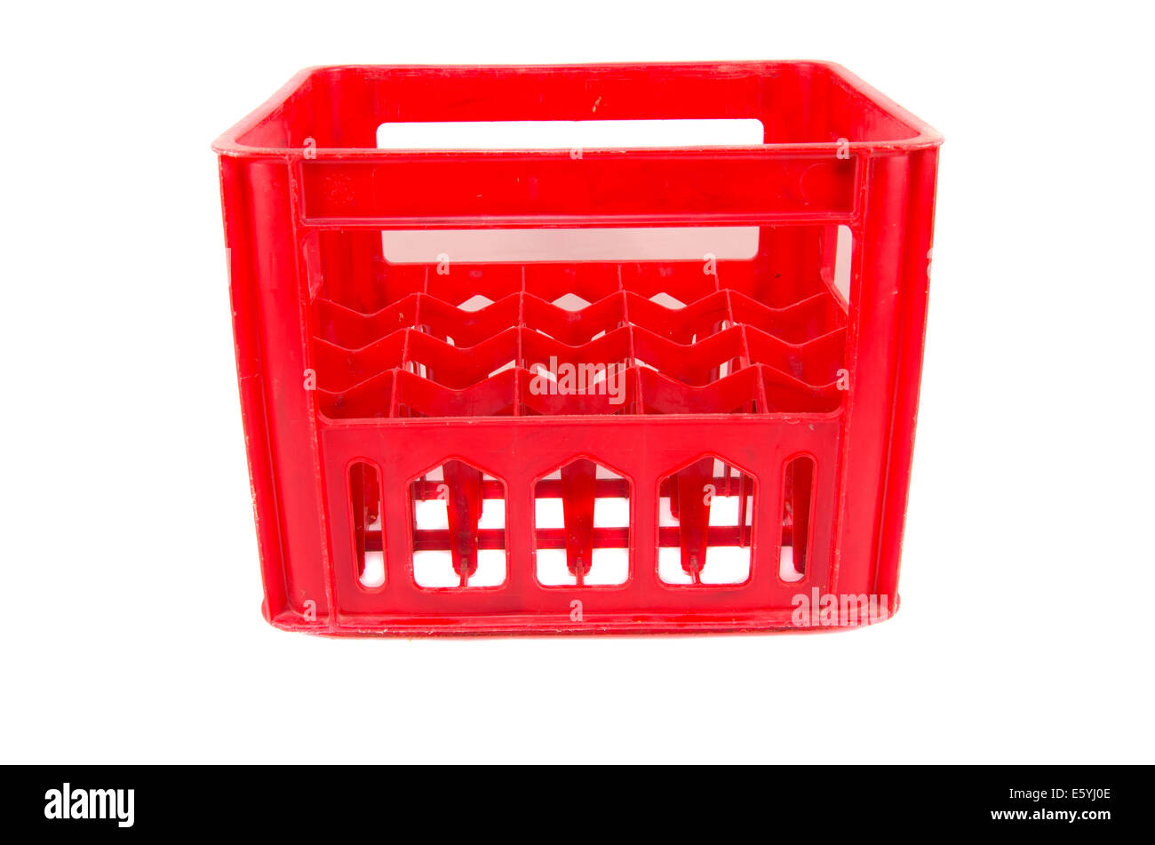red plastic storage box crate on a white background Stock Photo - Alamy