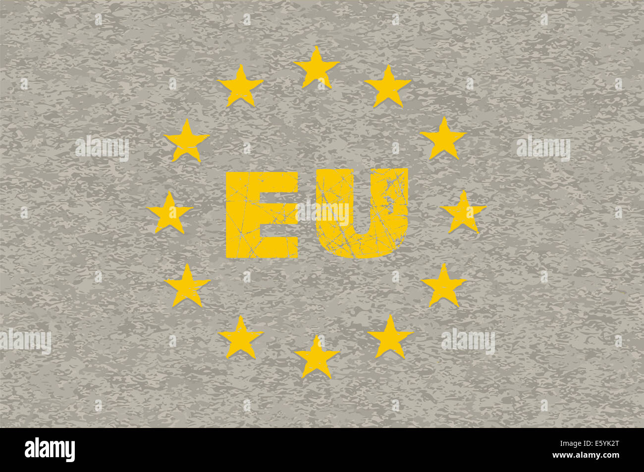 The blue flag of the European Union with gold stars set into concrete ...