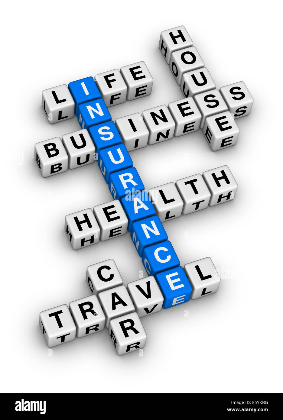 insurance cubes crossword puzzle Stock Photo - Alamy