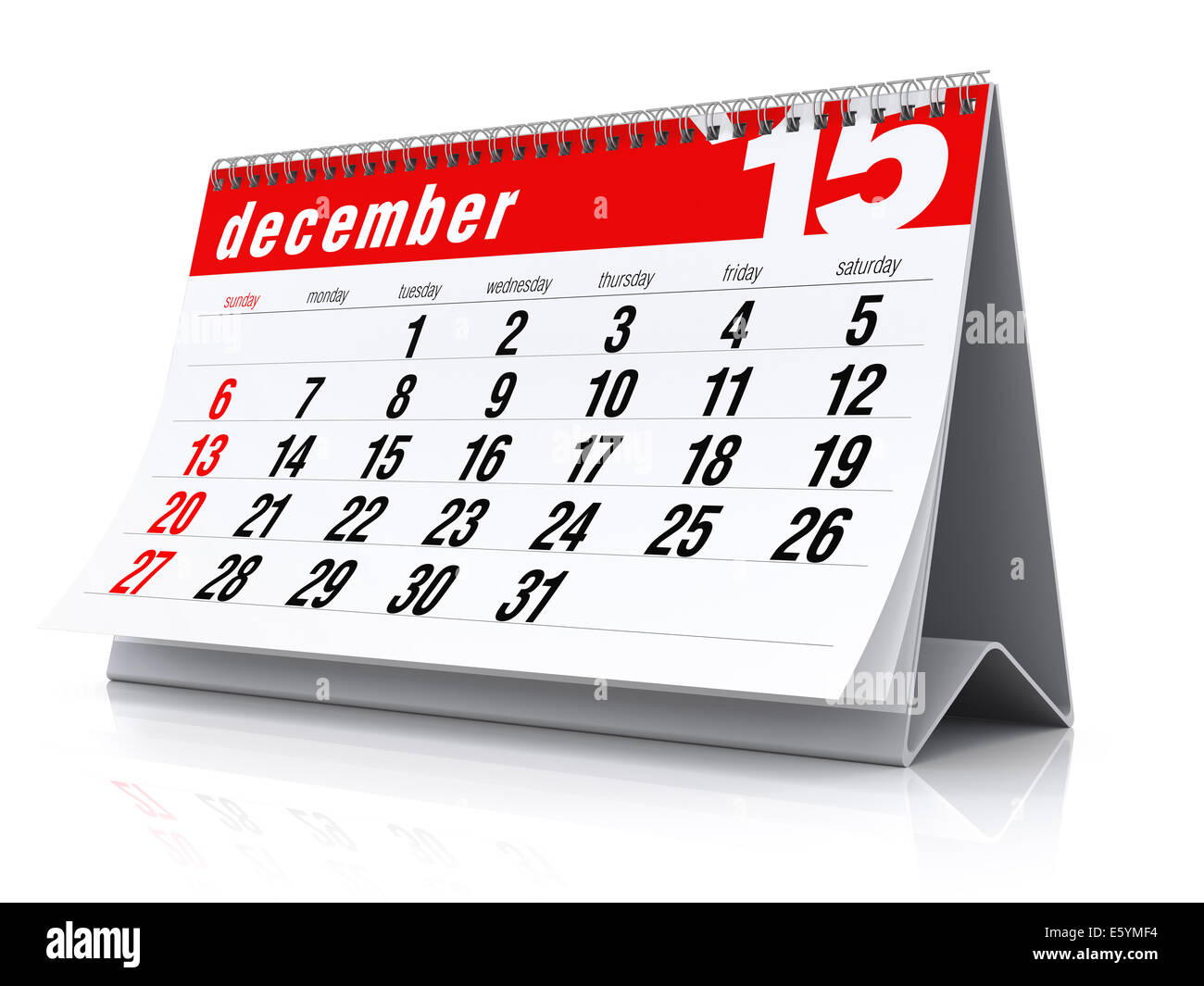 December 2015 - Calendar Stock Photo - Alamy