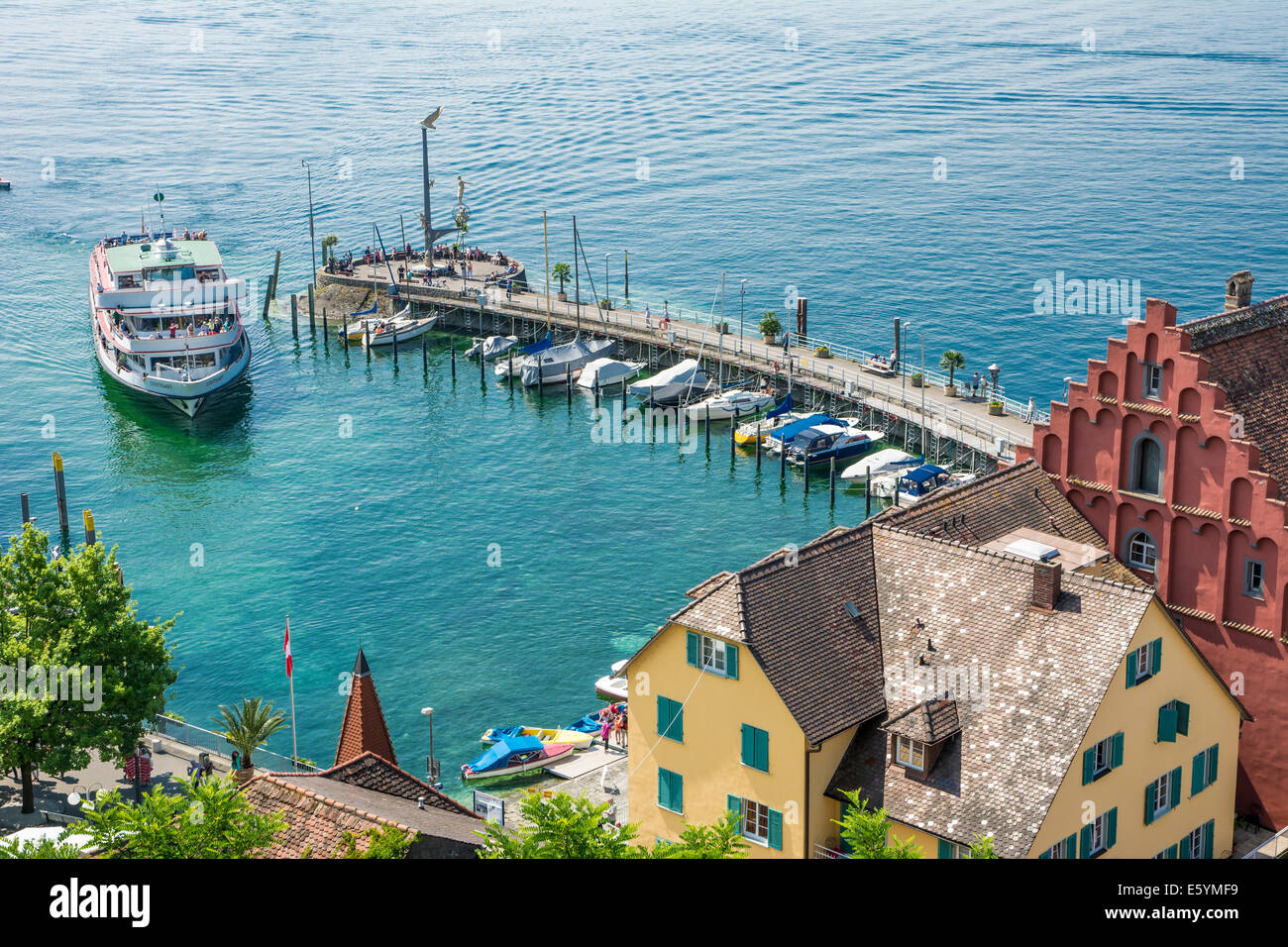 MEERSBURG, GERMANY - JUNE 19: Passanger ship in the harbor of Meersburg ...