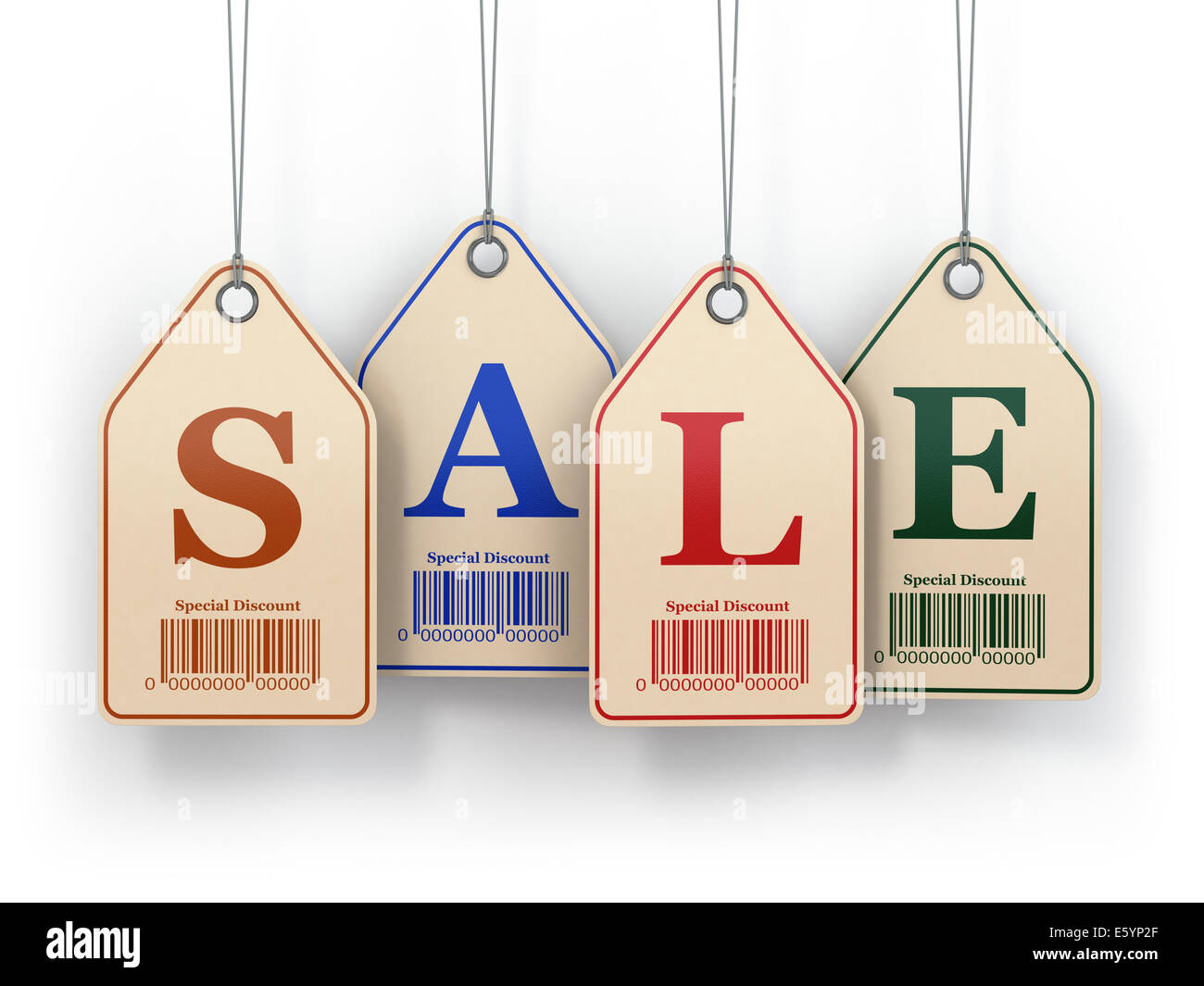 Sale tags on white isolated background. 3d Stock Photo - Alamy