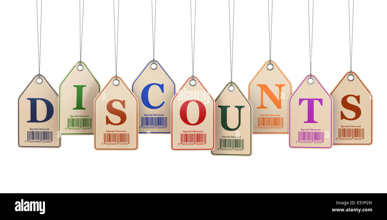 Discount tags on white isolated background. 3d Stock Photo - Alamy