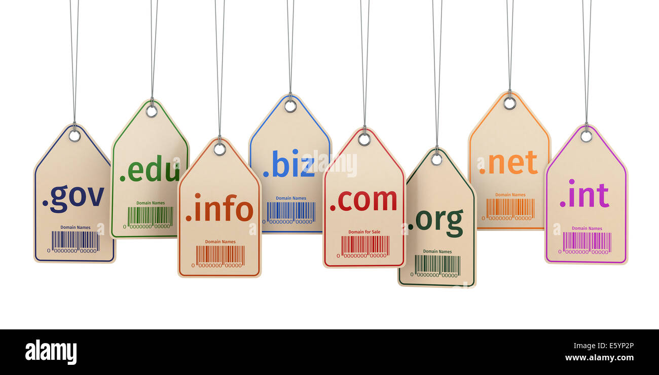 Domain concept. Labels on white isolated background. 3d Stock Photo - Alamy