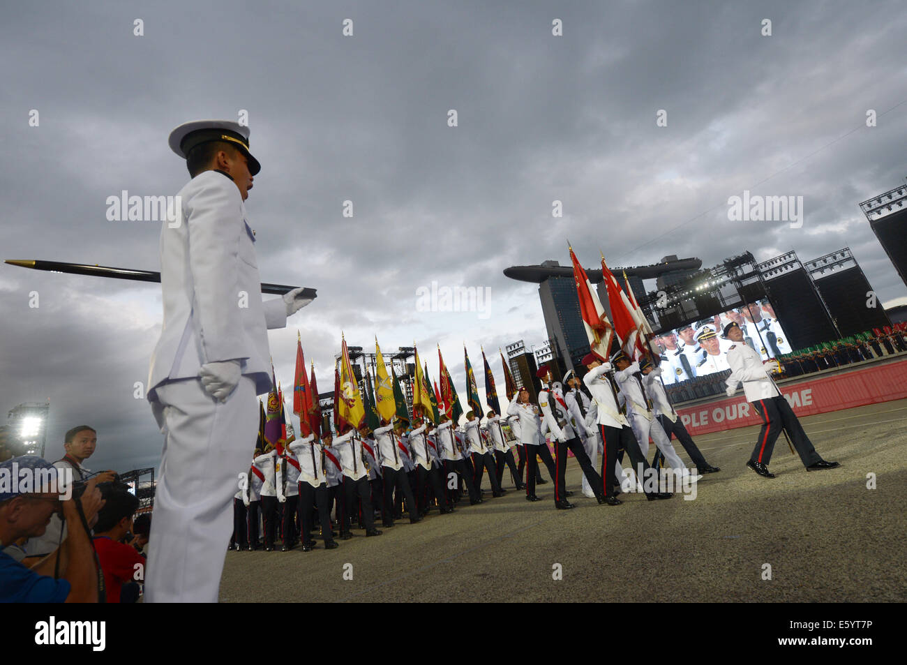 Singapore. 9th Aug, 2014. Singapore Armed Forces (SAF) troops march ...