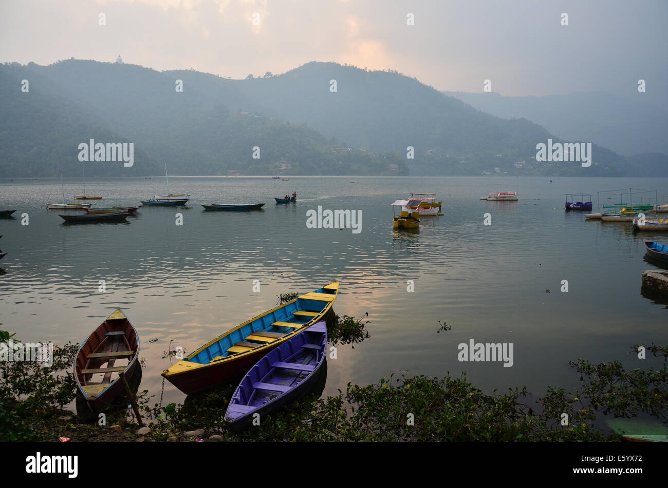 Nepal fewa lake scenic view mountains in hi-res stock photography and ...