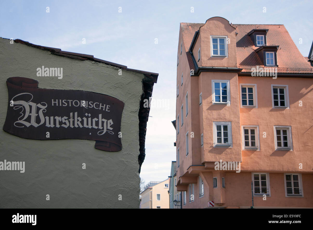 The historic Wurstkuechl (Sausage Kitchen) in Regensburg. is popular ...