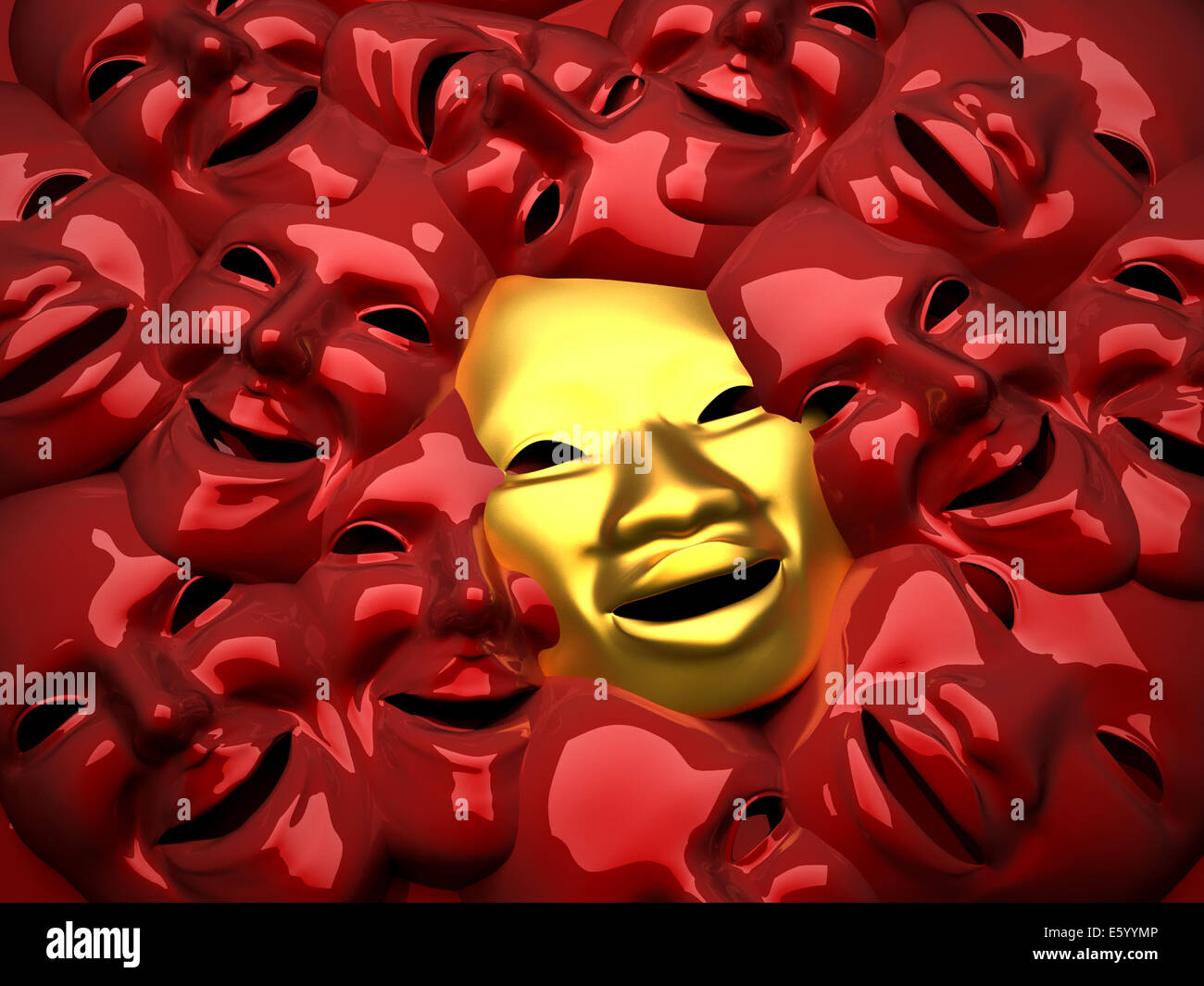 3d render illustration of abstract mask faces Stock Photo - Alamy