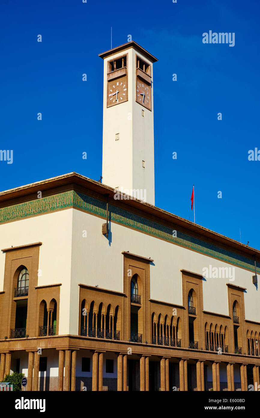 Morocco, Casablanca, Mohammed V square, Wilaya (ex city hall), 1937 ...