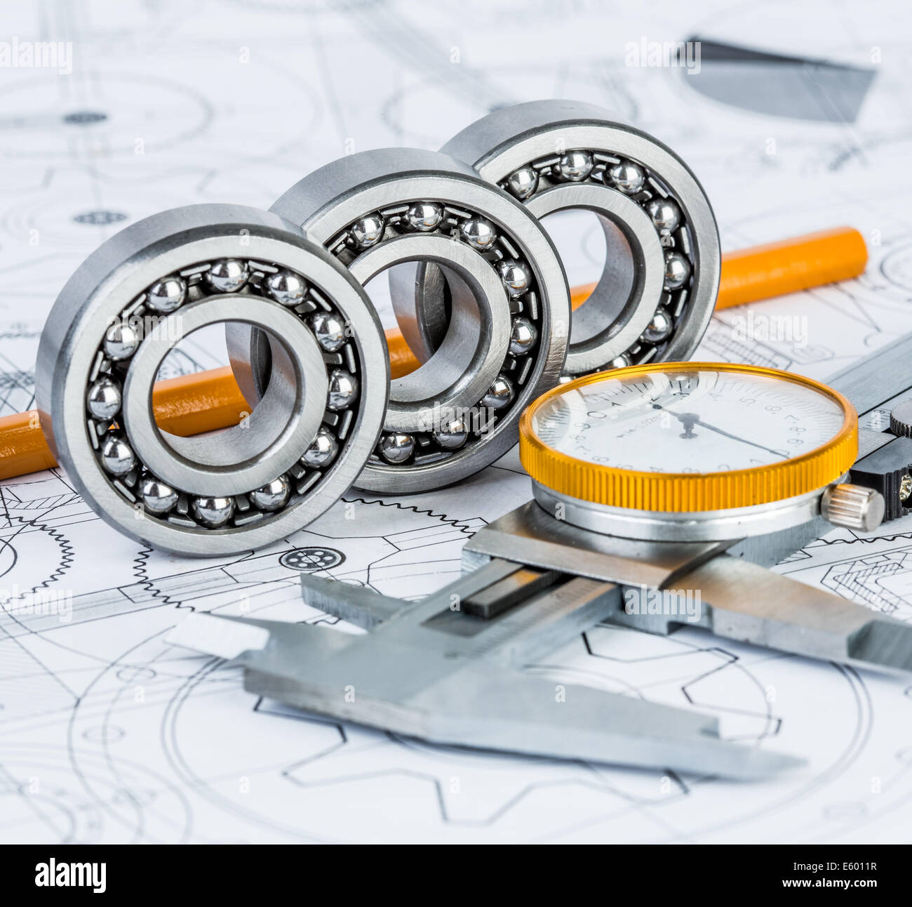 Technical drawings with the Ball bearings Stock Photo - Alamy