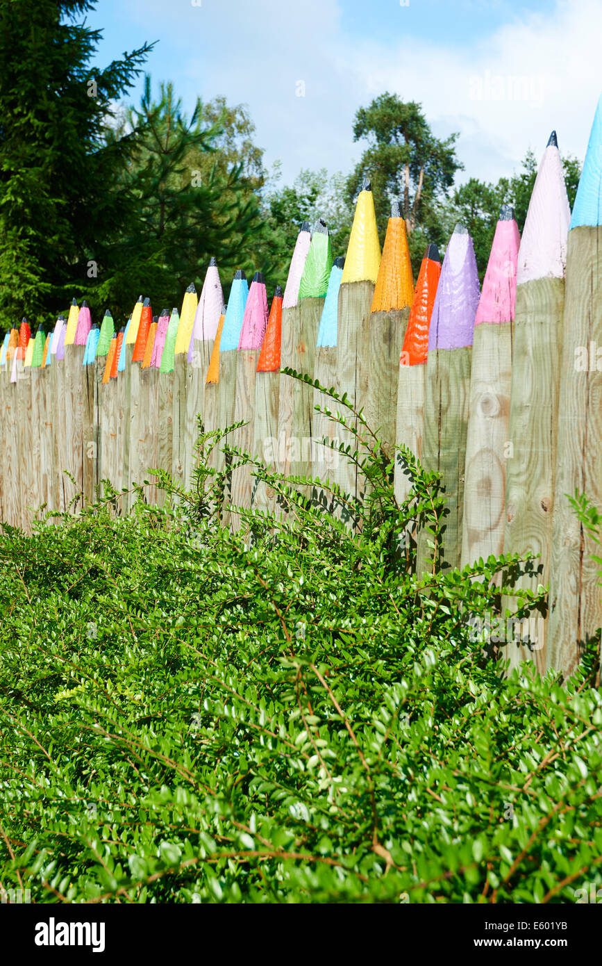 Fence Posts Painted As Coloured Pencils Outside The Children's Club ...
