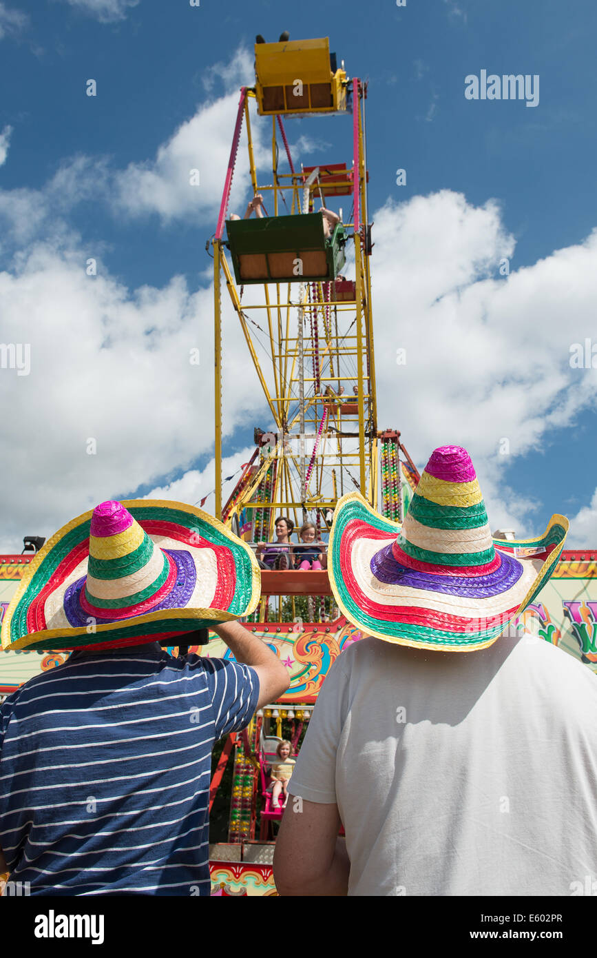 West Dean, Chichester, UK. 9th August, 2014. Two men in Sombrero hats ...