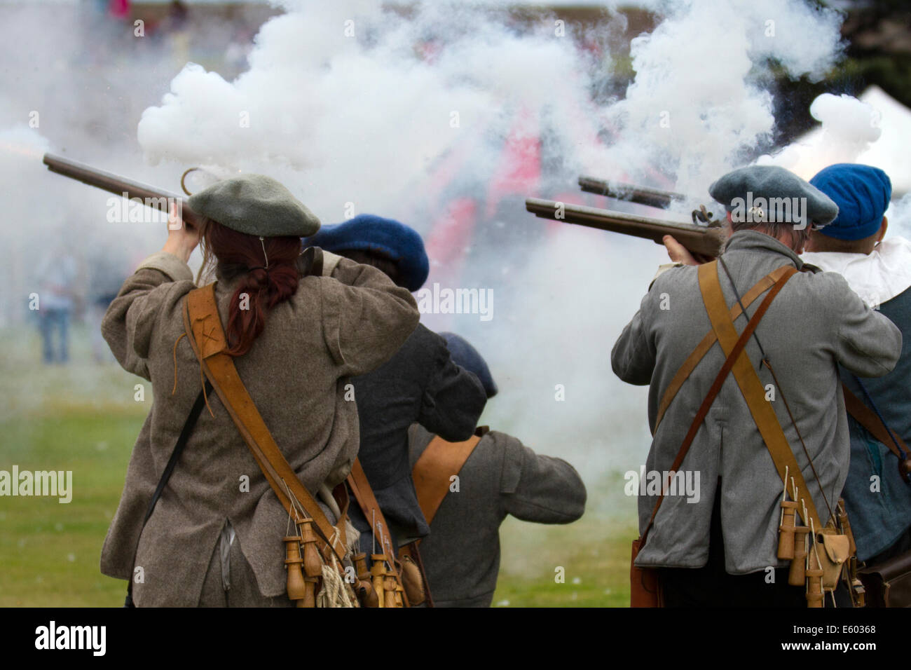 'Sealed Knot' Musketeers 17th century English Civil War period; Massed ...