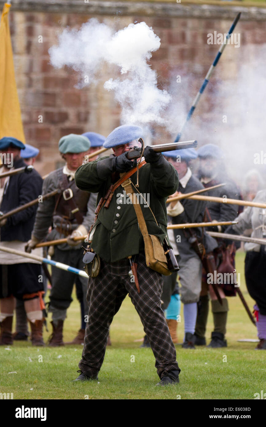 'Sealed Knot' Musketeers 17th century English Civil War period; Massed ...