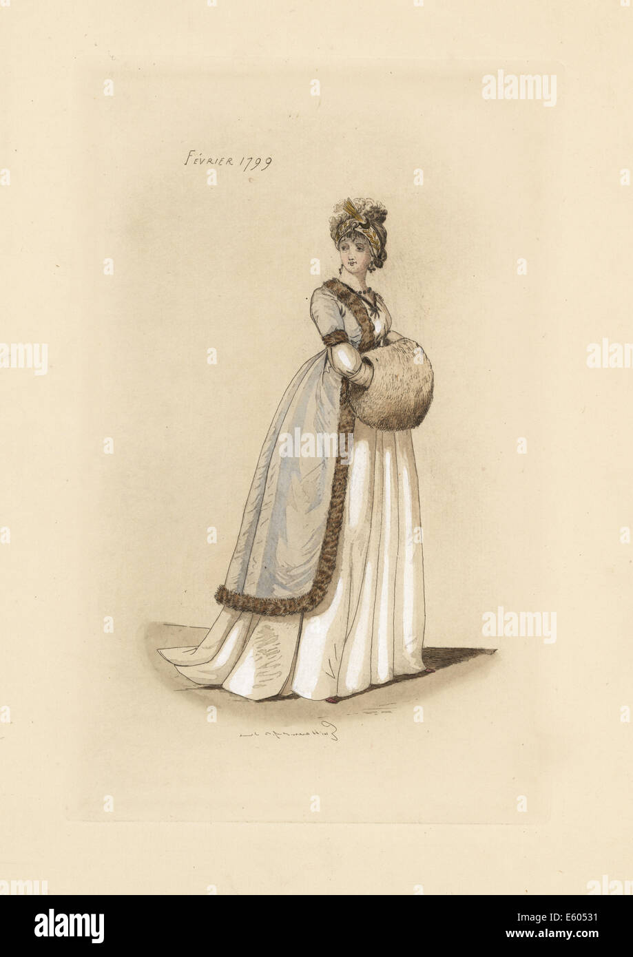 English woman in the fashion of February 1799 Stock Photo - Alamy