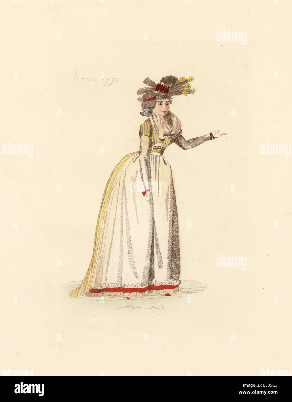 French woman wearing the fashion of April 1792 Stock Photo - Alamy