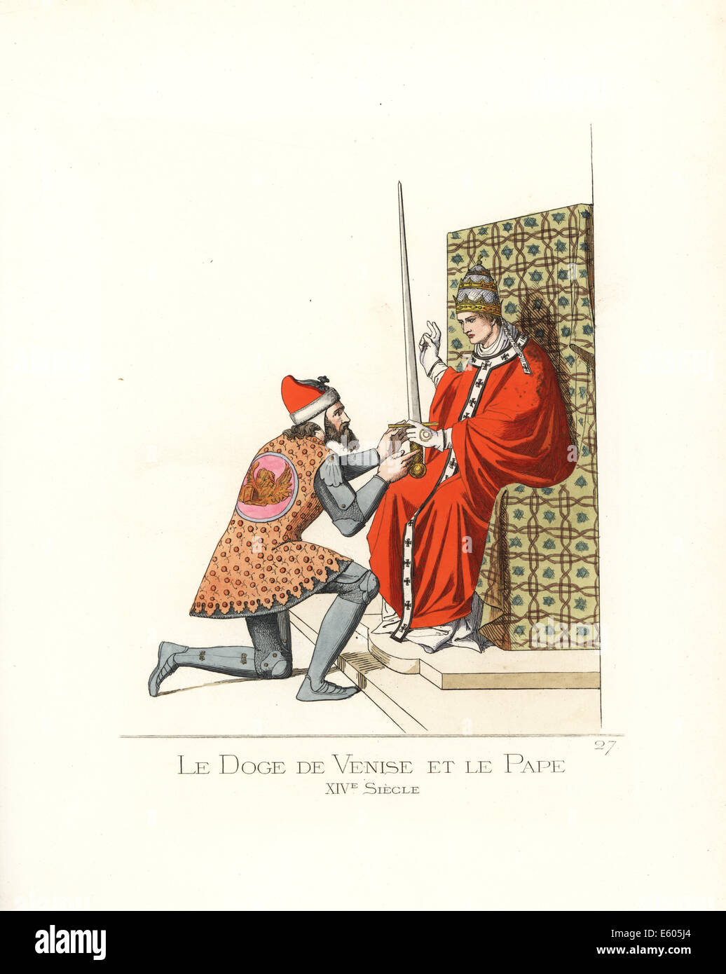 Pope Alexander III presenting the Doge of Venice with a sword, 14th ...