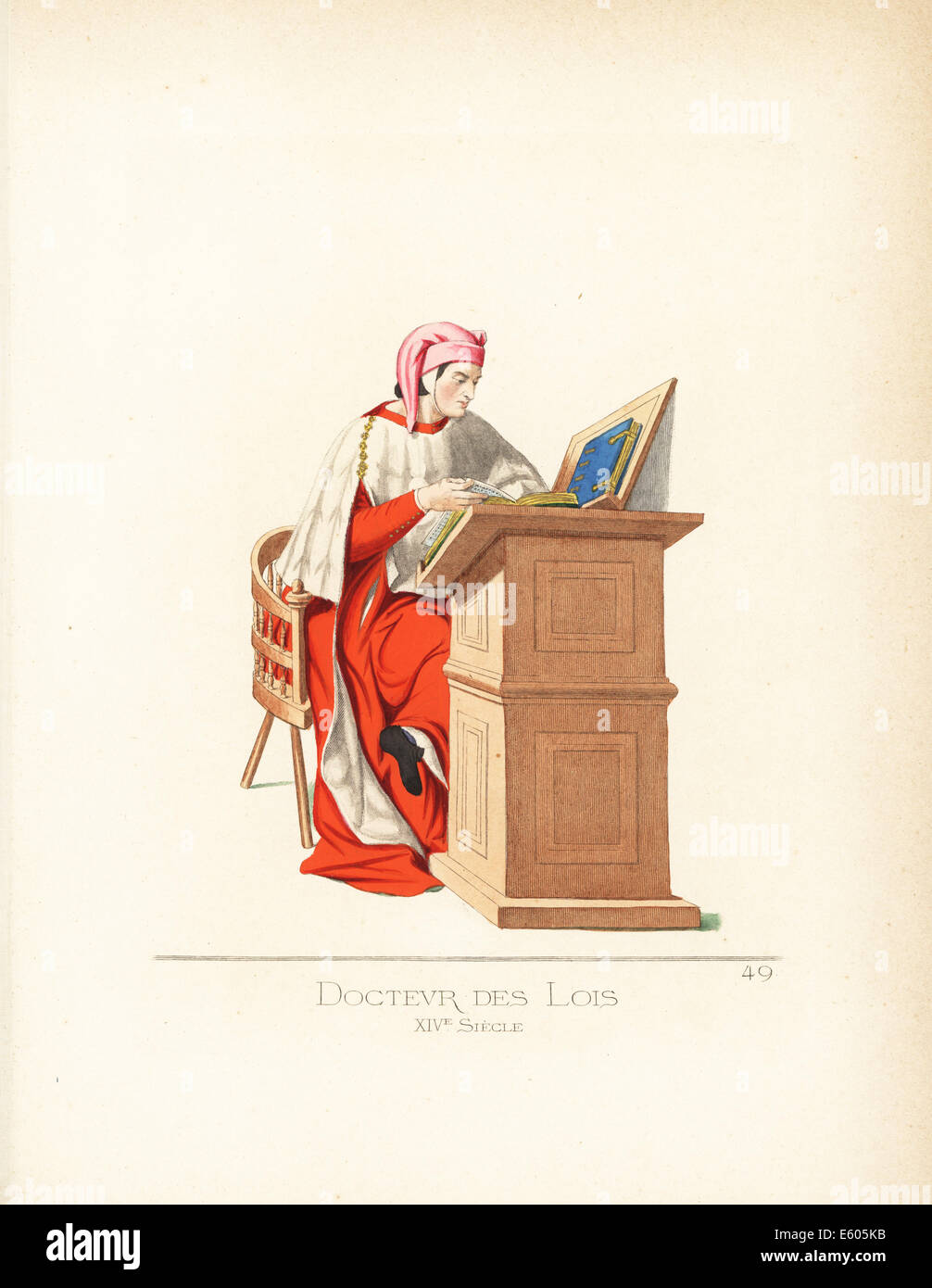 Doctor of law reading books at a lectern, 14th century Stock Photo - Alamy