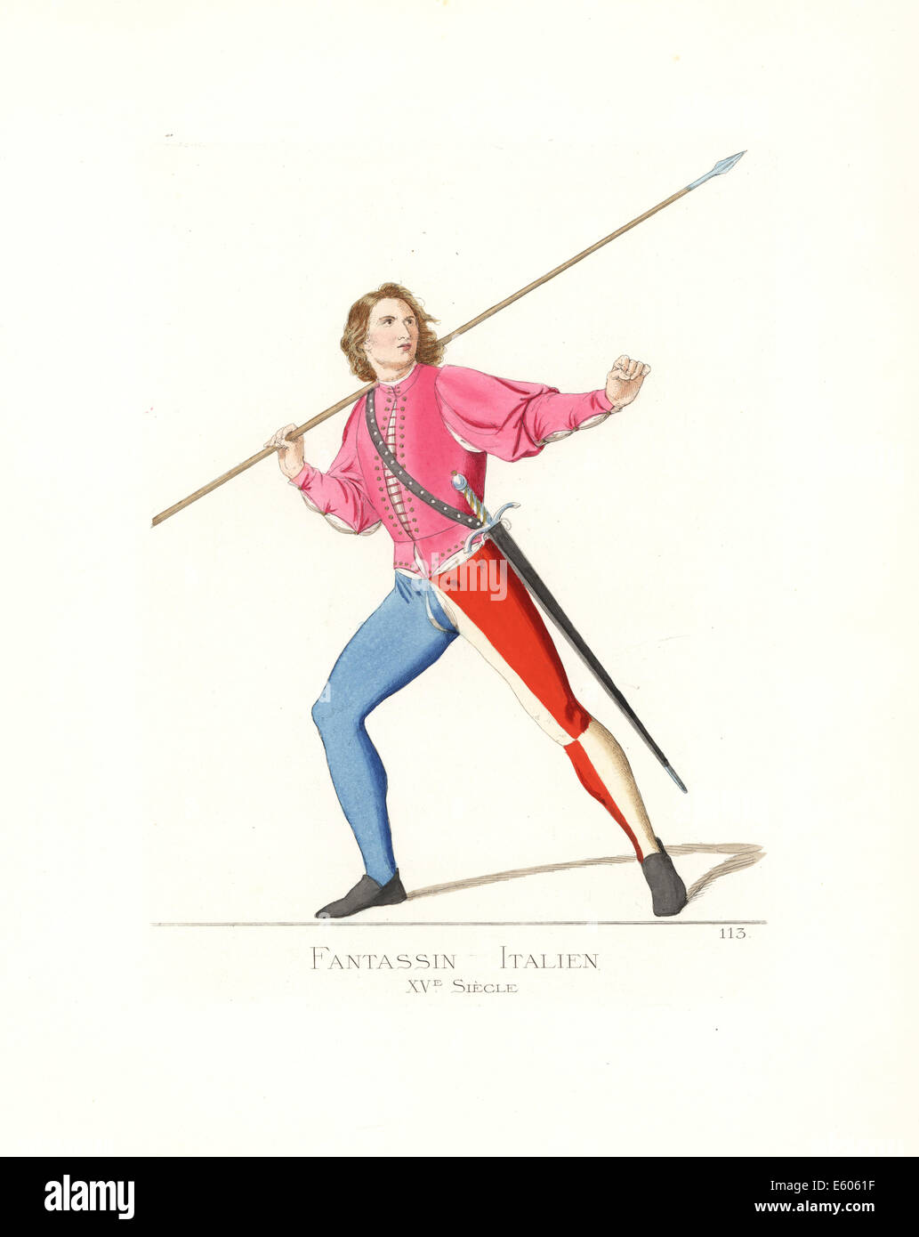 Italian infantry soldier with lance and sword, 15th century Stock Photo ...