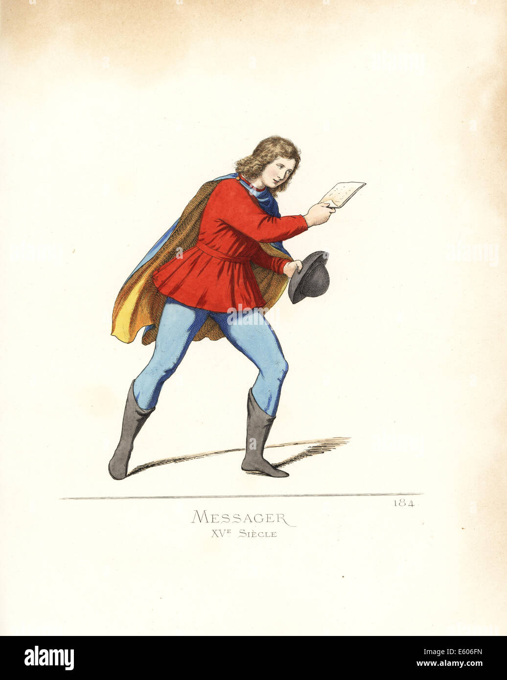 Costume of an Italian messenger, 15th century Stock Photo - Alamy