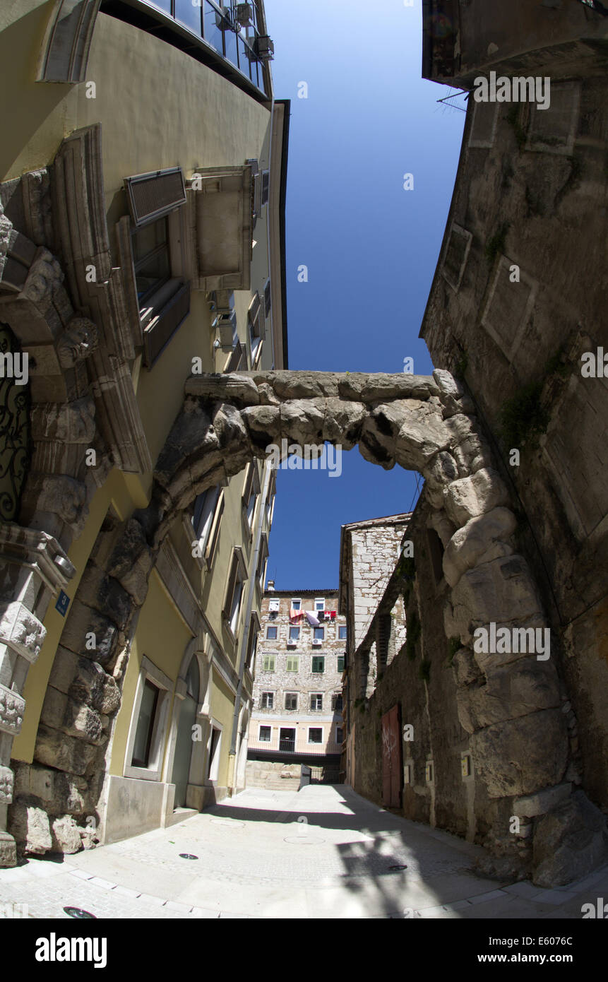 Old Gateway or Roman Arch,main entrance to the ancient city of Rijeka ...