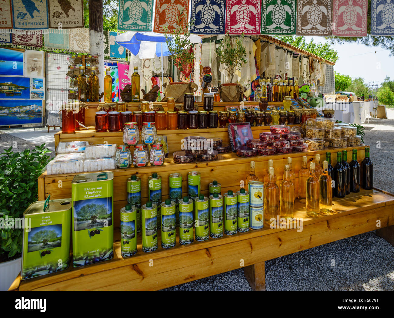 Zante, Greece - Anafonitria shopping village, with several roadside ...