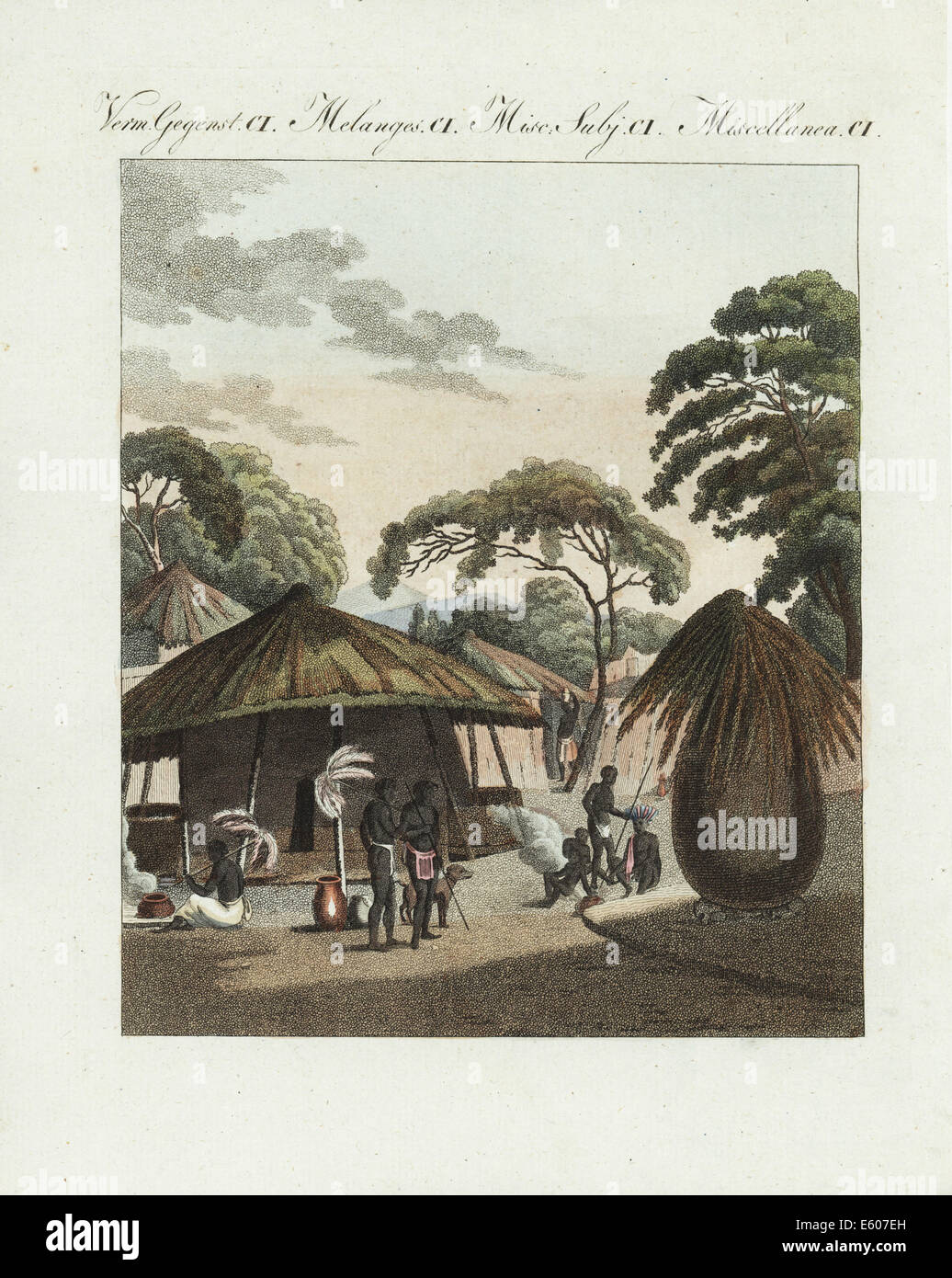 Village life of the Batswana people, South Africa, modern Botswana ...