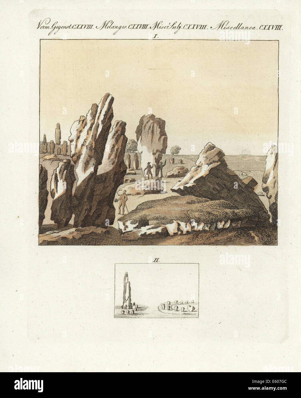 Celtic monuments at Carnac, Brittany, circa 1800 Stock Photo - Alamy