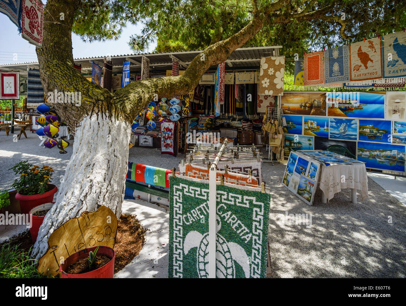Zante, Greece - Anafonitria shopping village, with several roadside ...
