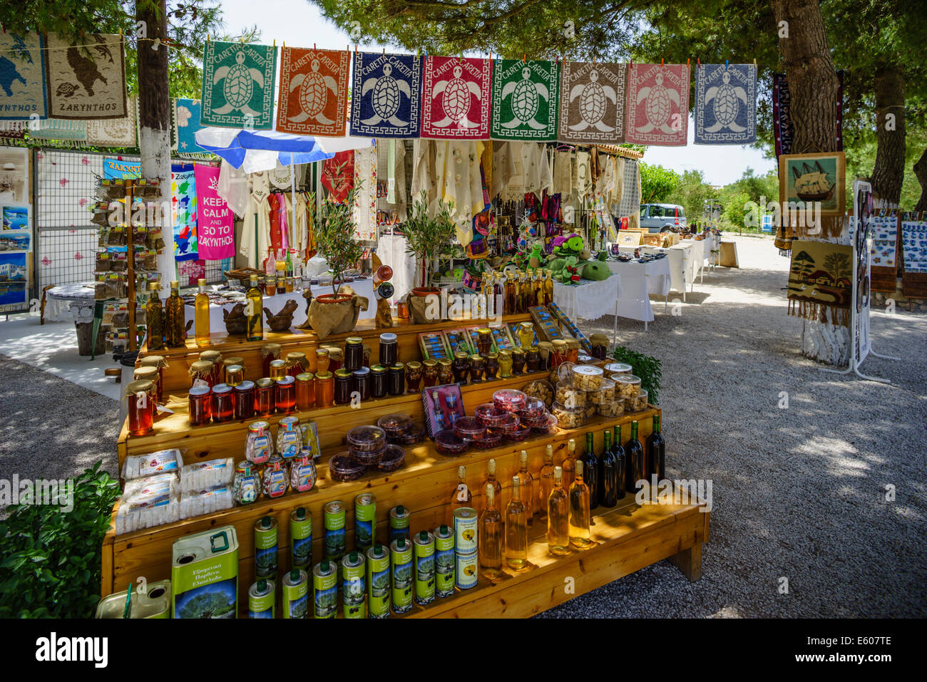 Zante, Greece - Anafonitria shopping village, with several roadside ...