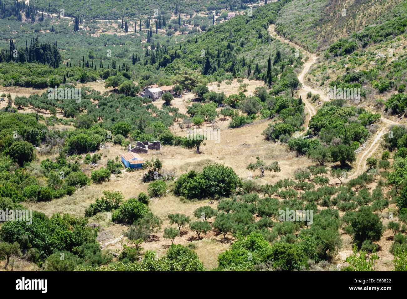 Zante, Greece - the central valley seen from the road to Volimes Stock ...