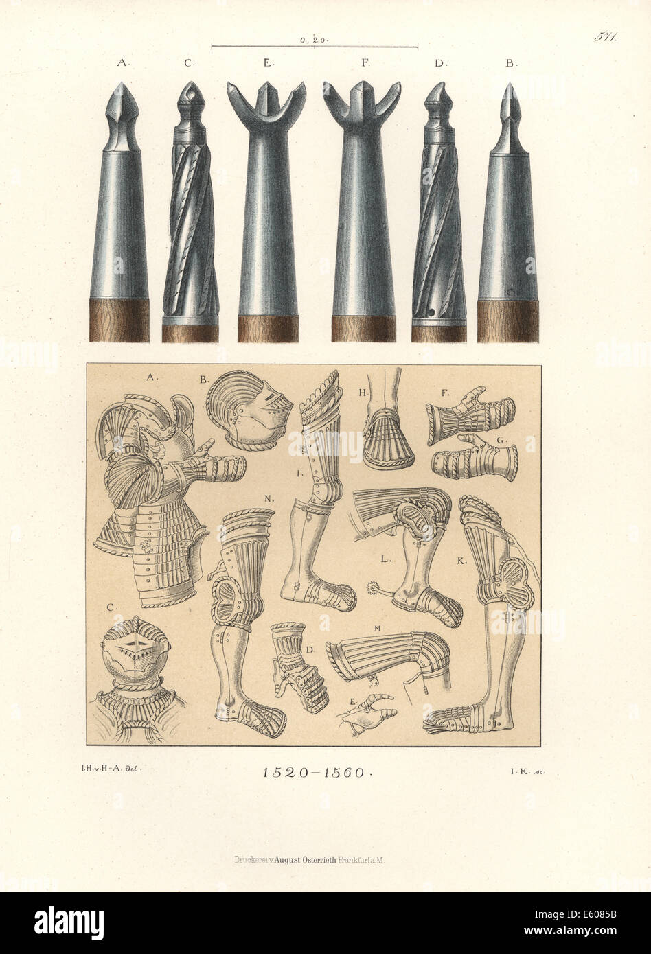 Tournament lance heads and jousting armour, mid-16th century Stock ...