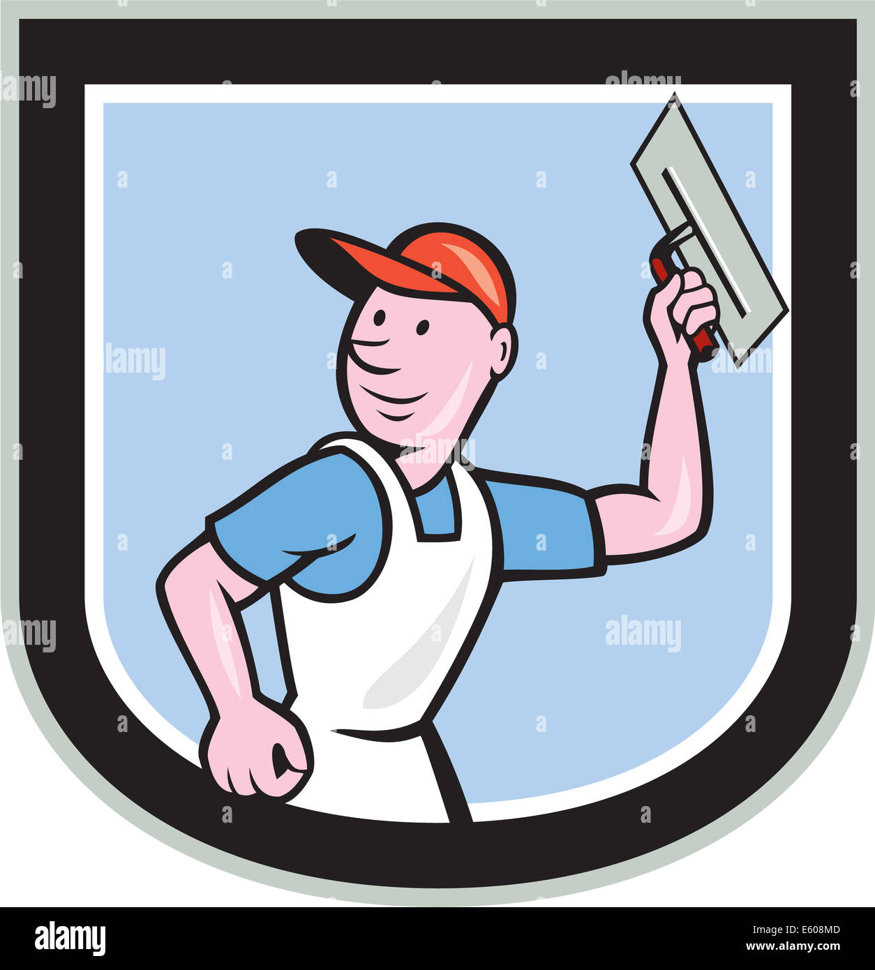 Illustration of a plasterer masonry tradesman construction worker with ...