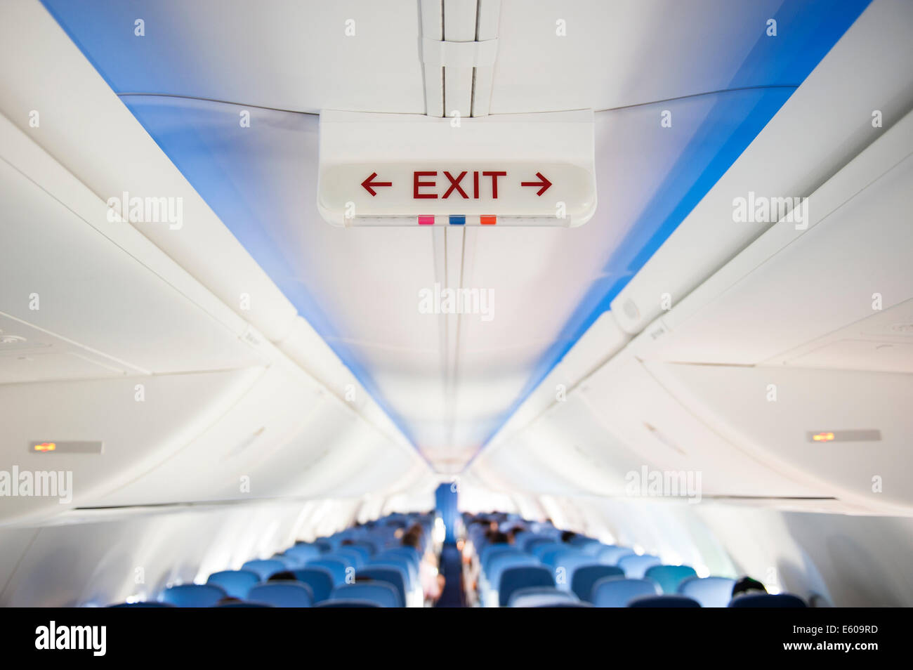 Airplane cabin interior exit sign hi-res stock photography and images ...