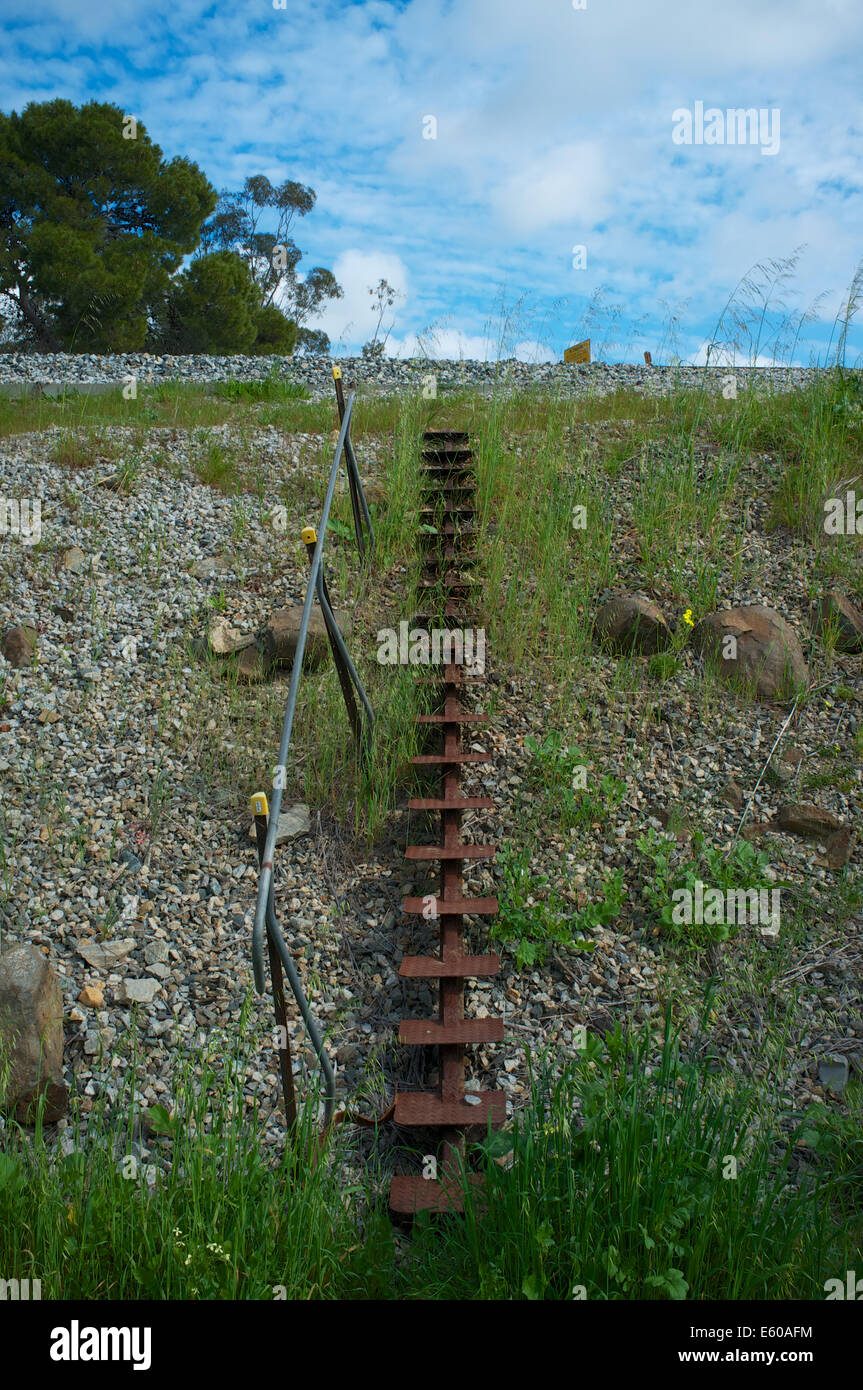 Rusty steps in Northam, Western Australia, leading up the side of the ...