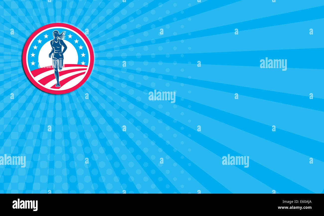 Business card showing illustration of an american marathon triathlete ...