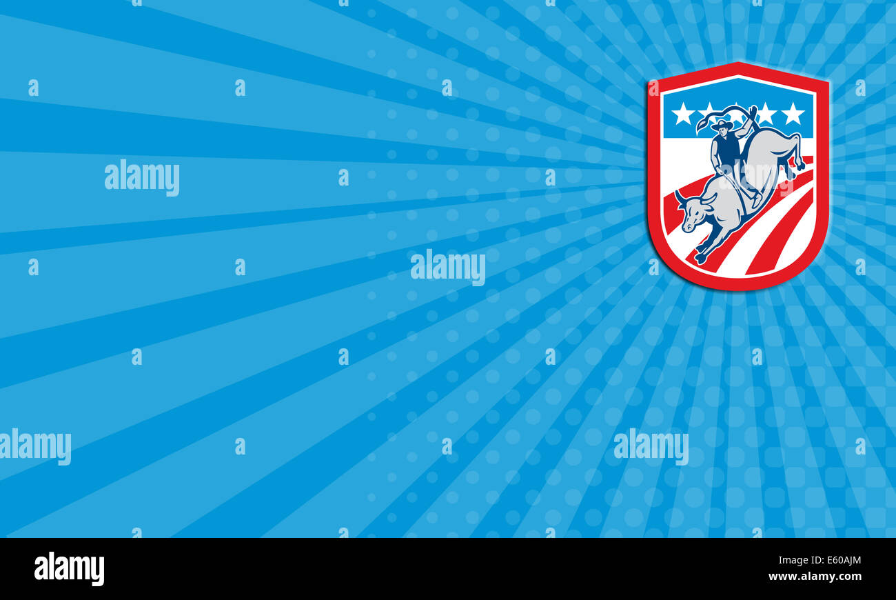 Business card showing illustration of an american rodeo cowboy riding ...