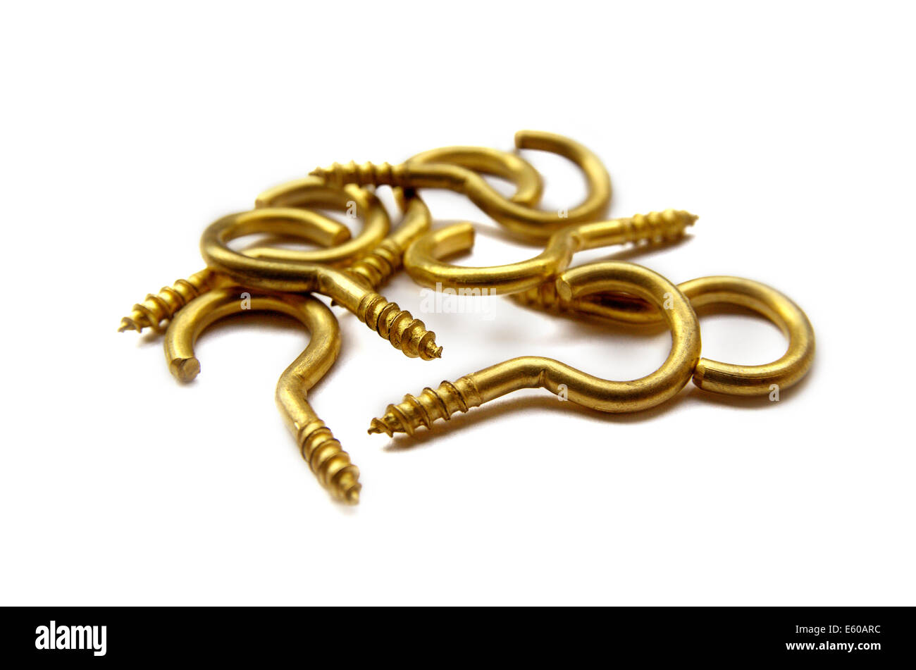 Golden Wall Hooks Asorted Isolated On White Background Stock Photo - Alamy