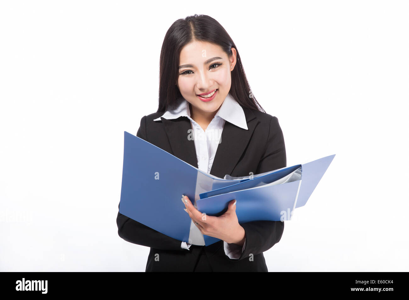 business woman review files isolated on white background Stock Photo ...