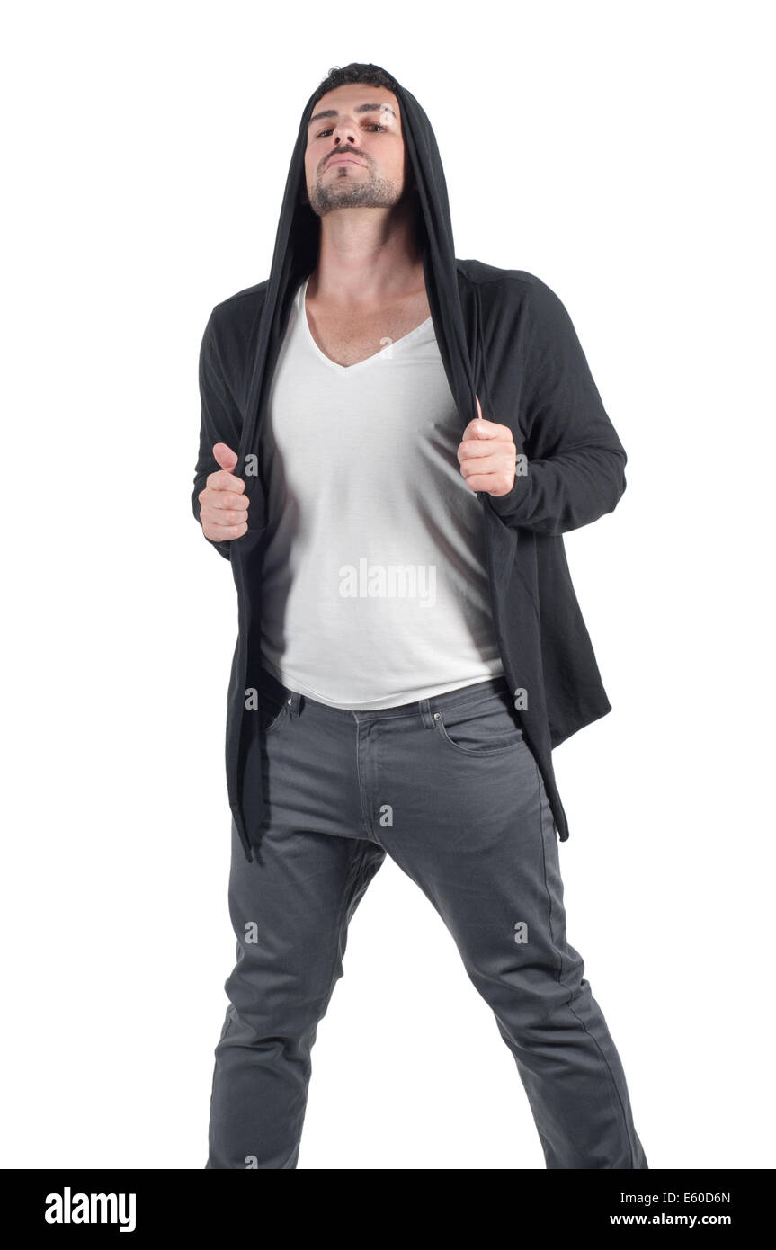 Young cute guy in the hood Stock Photo - Alamy