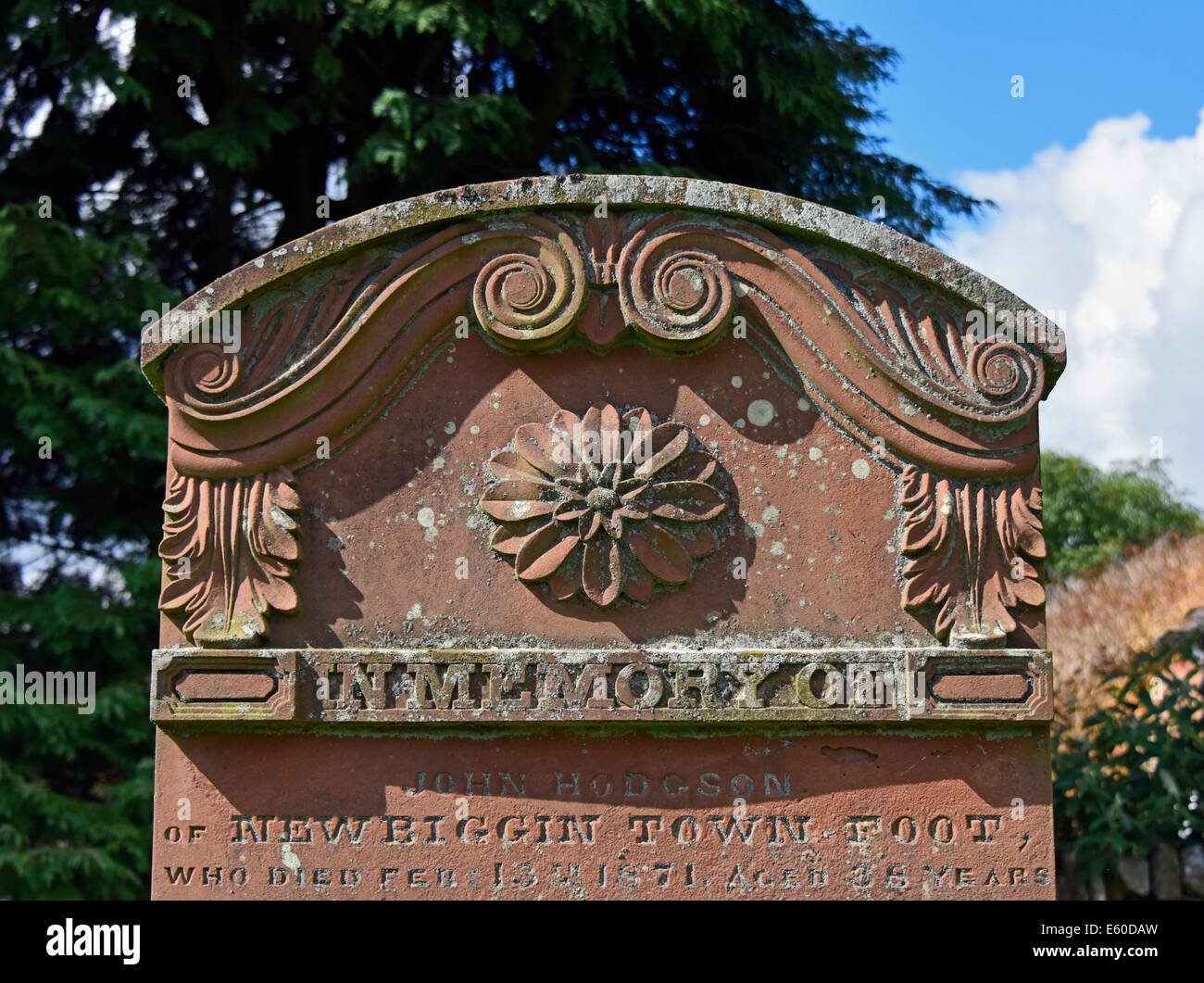 Sandstone gravestone with floral design. Church of Saint John the ...